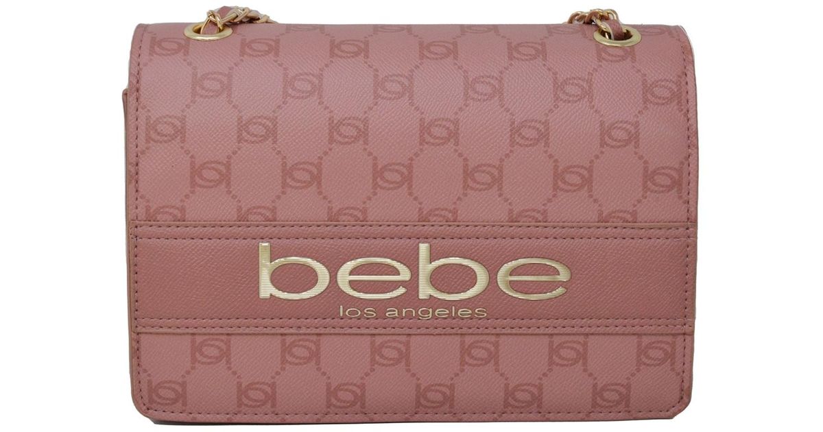 Bebe Serena Monogram Shoulder Bag in Red | Lyst