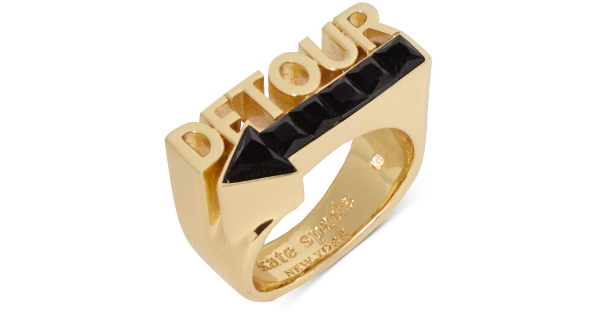 Kate Spade Gold-tone Jet Cubic Zirconia Detour Statement Ring in ...