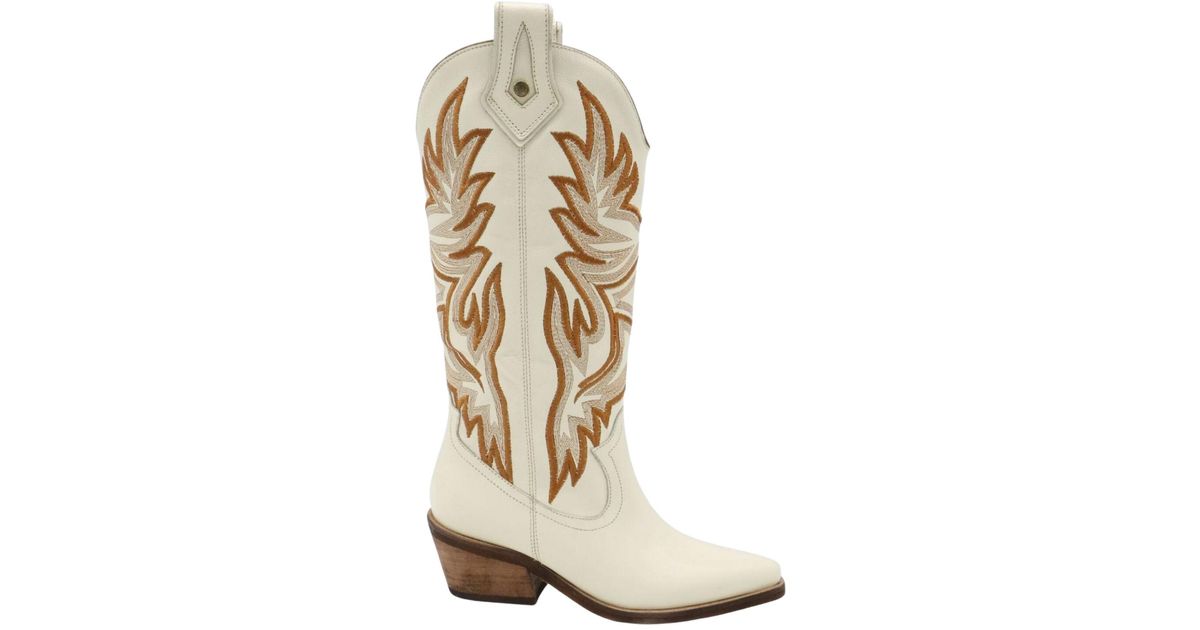 Stivali New York Dramen Leather Cowboy Boots in White | Lyst