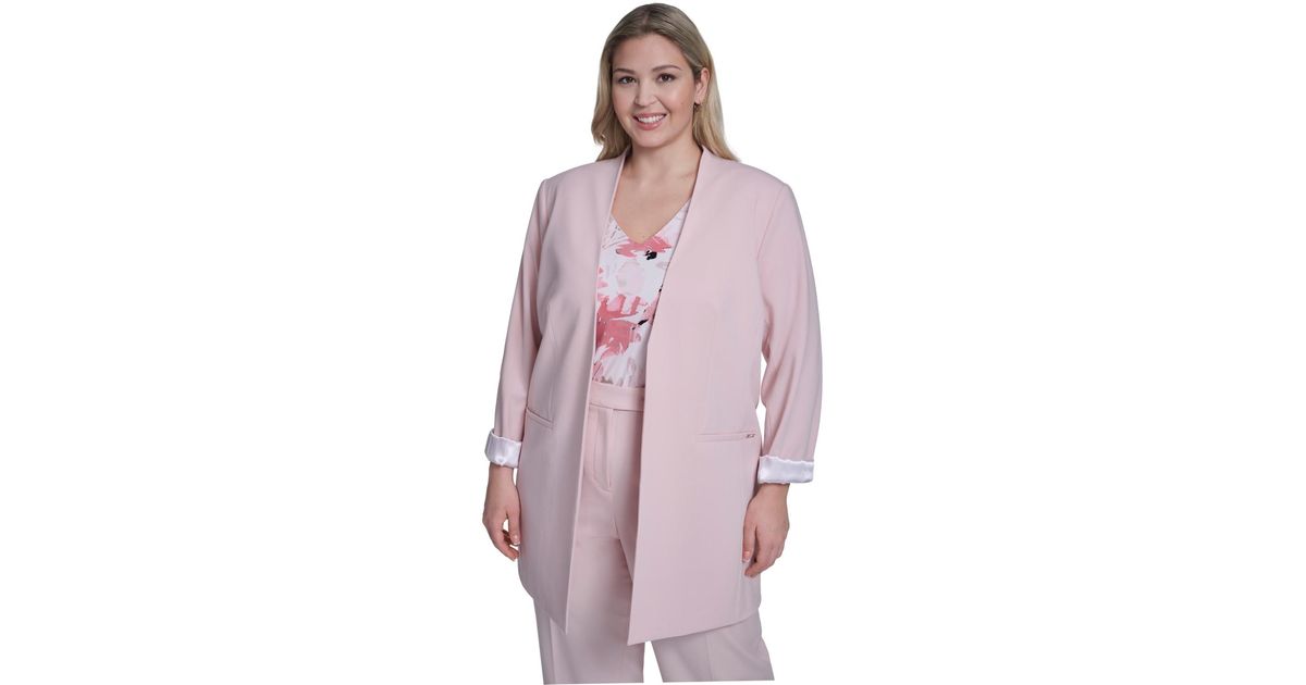 Calvin Klein Plus Size Open-front Notch Collar Jacket in Purple | Lyst