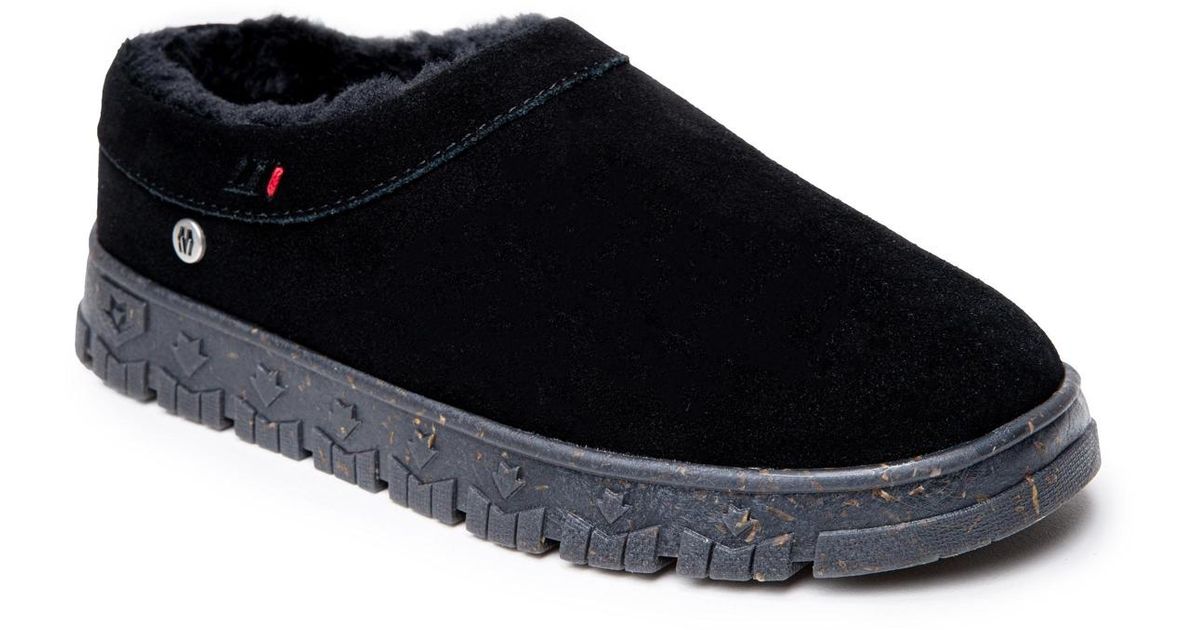 Minnetonka Neva Suede Clog Slippers in Black | Lyst