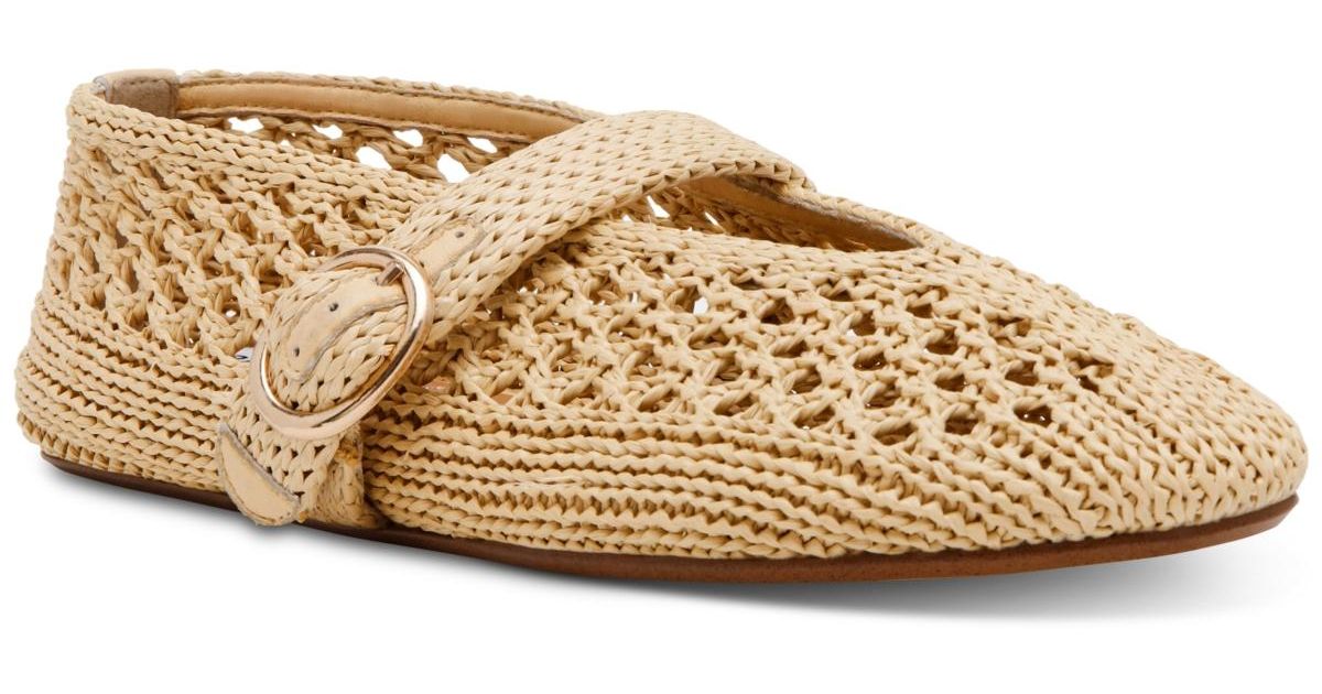 Steve Madden Alara Raffia Mary Jane Flats in Natural | Lyst