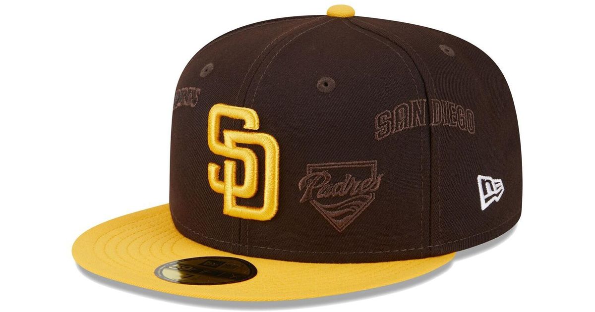 KTZ Brown/gold San Diego Padres Multi Logo 59fifty Fitted Hat for Men ...