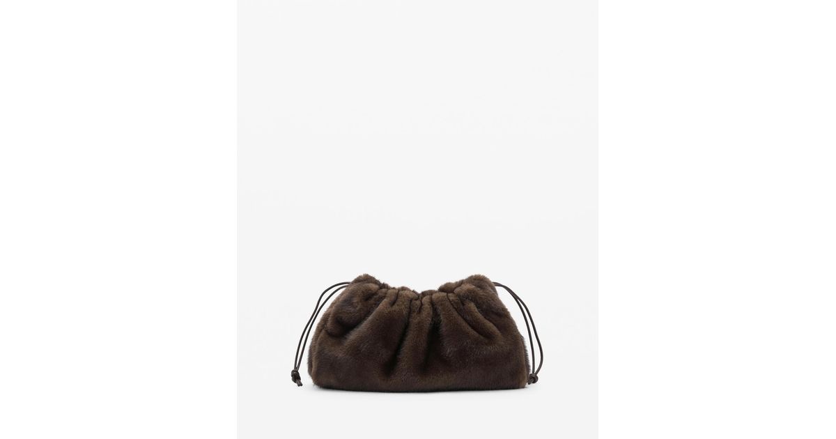 Mango Fur-effect Handbag in White | Lyst