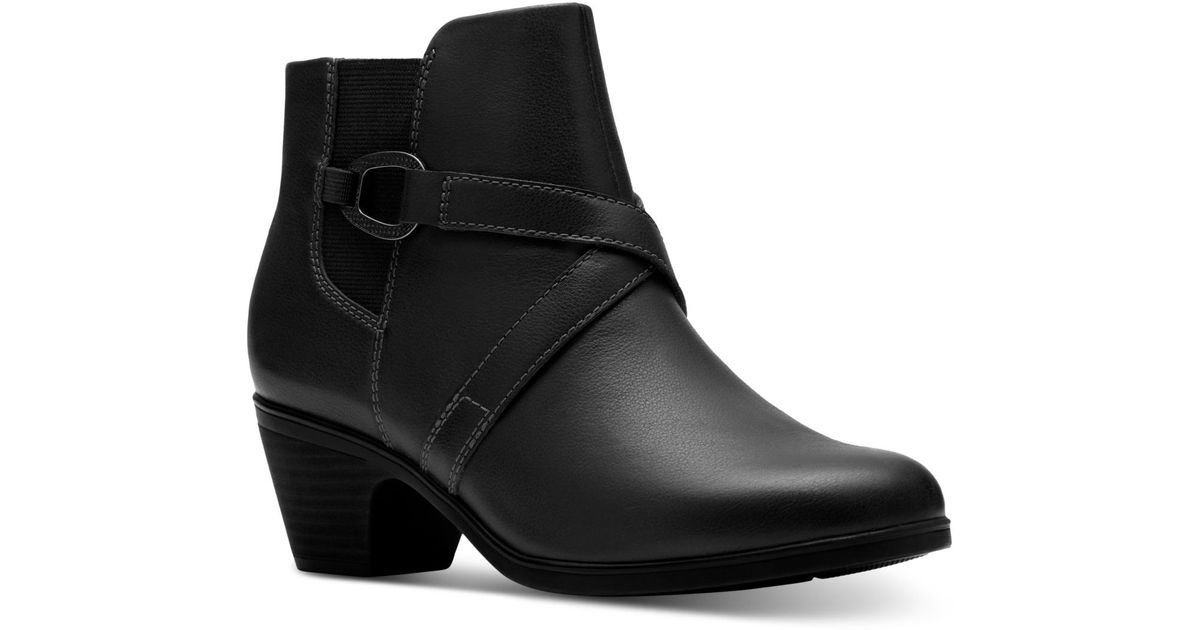 Clarks Collection Emily2 Henley Wedge Booties in Black | Lyst