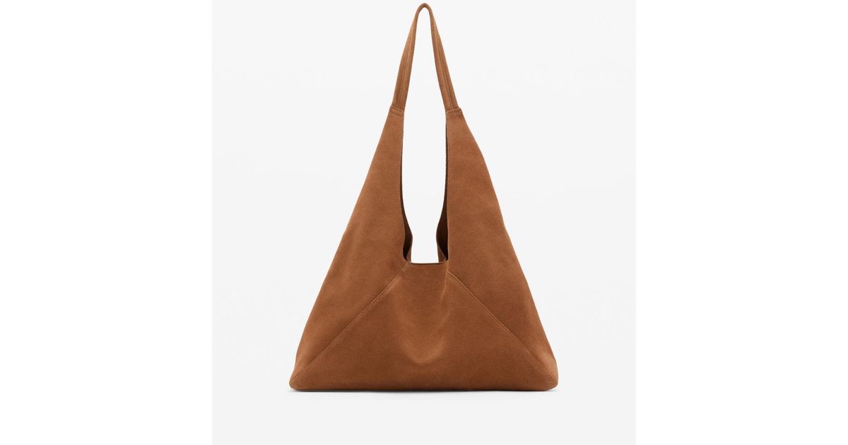 Mango Suede Shoulder Bag in Brown | Lyst