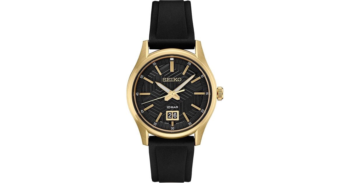 Seiko Essentials Silicone Strap Watch 40mm in Black for Men | Lyst