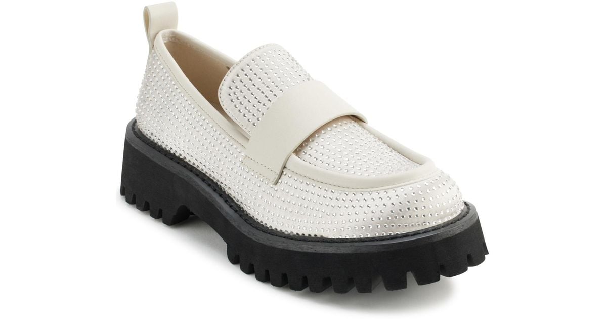 Karl Lagerfeld Grady Almond Toe Loafers in White | Lyst