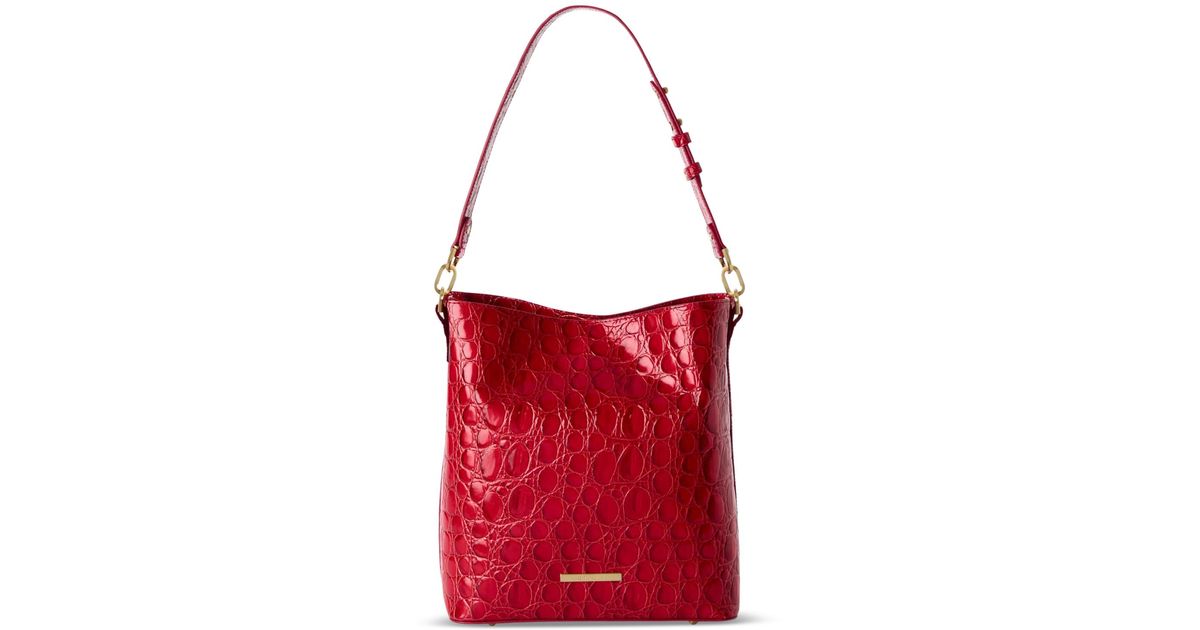 Brahmin Celina Vanderbilt Small Leather Bucket Bag in Red | Lyst
