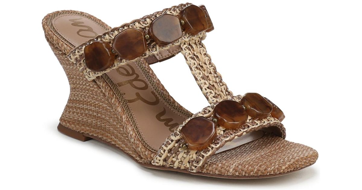 Sam Edelman Dante Stone Slide Wedge Sandals in Brown | Lyst