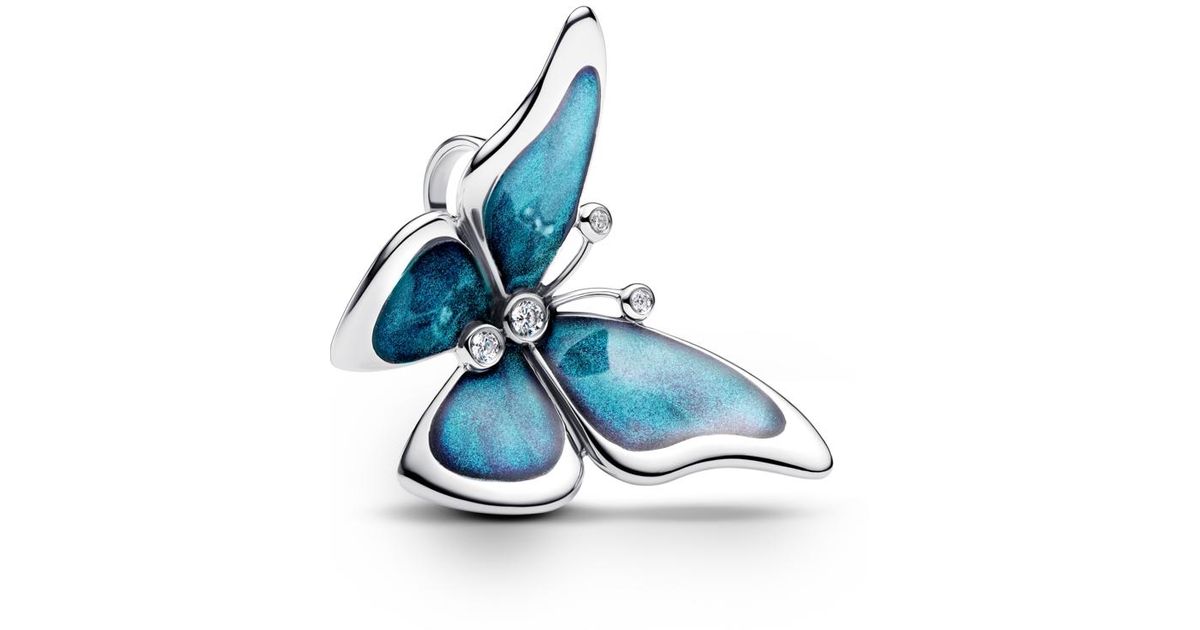PANDORA Butterfly Oversized Charm in Blue | Lyst