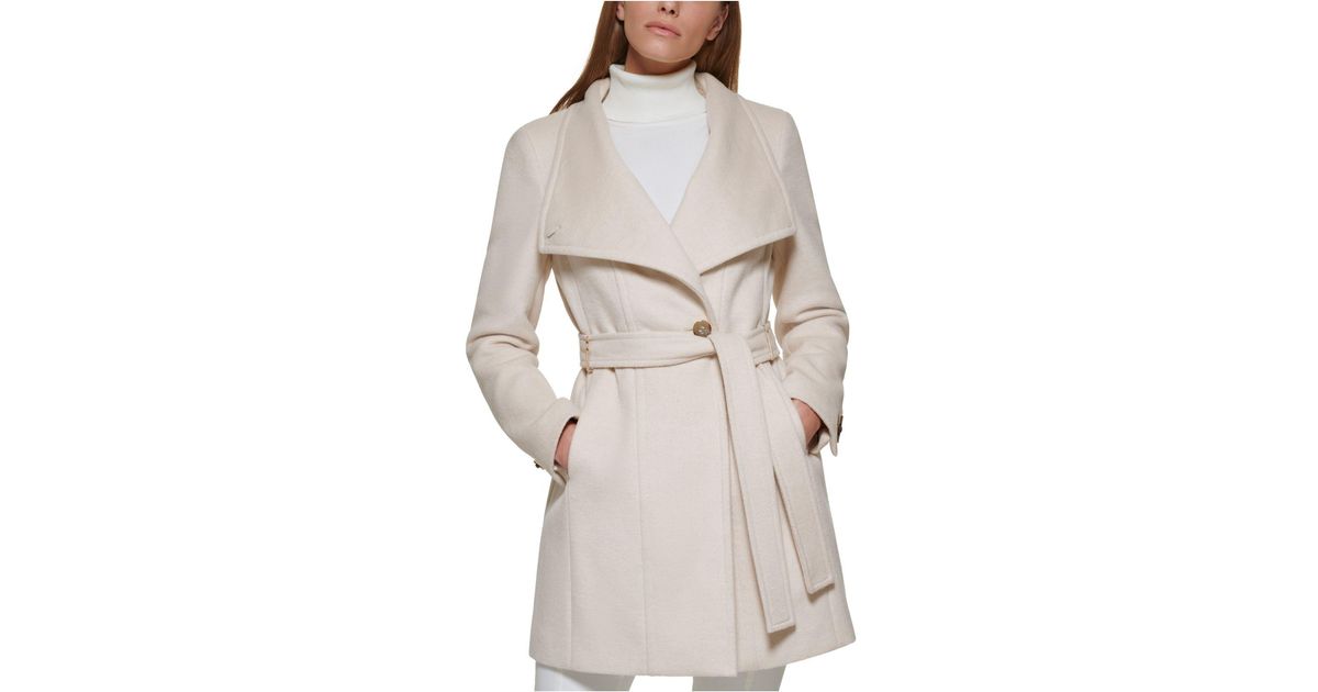 Calvin Klein Wool Asymmetrical Belted Wrap Coat Created For Macys In