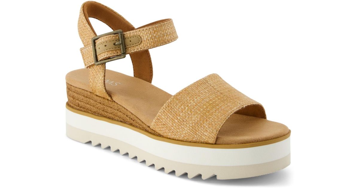 TOMS Diana Platform Wedge Sandals in Metallic | Lyst