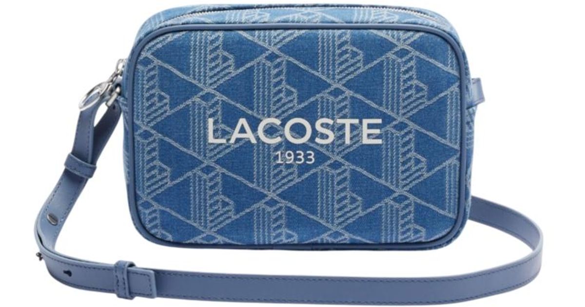 Lacoste Monogram Small Crossover Bag in Blue | Lyst
