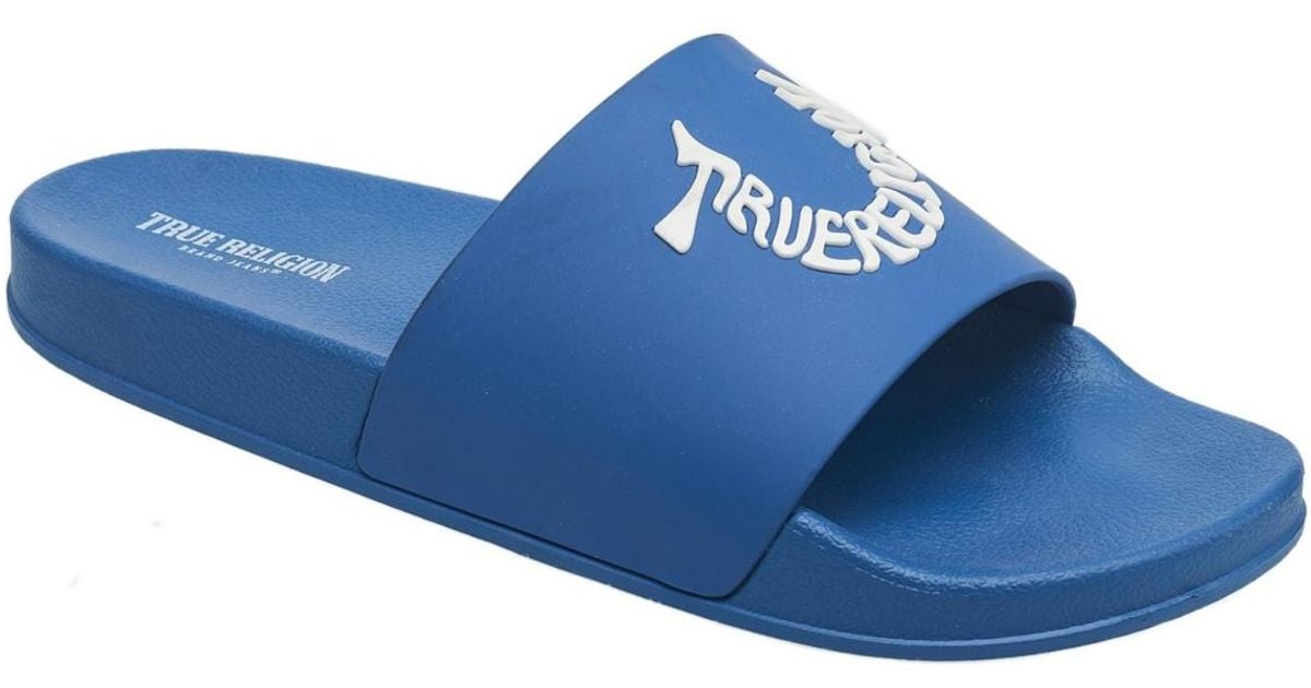 True Religion Ti Logo Slide in Blue | Lyst
