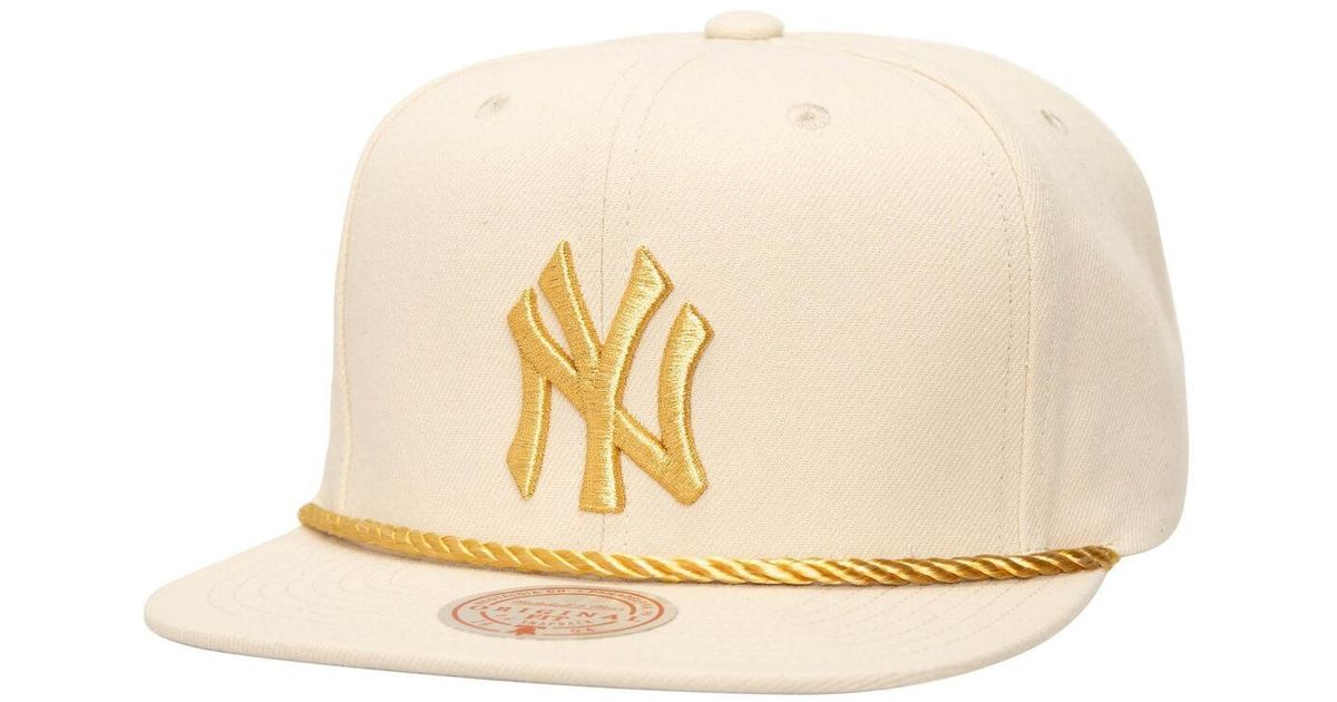 Mitchell & Ness New York Yankees Golden Ivory Snapback Hat in Natural ...