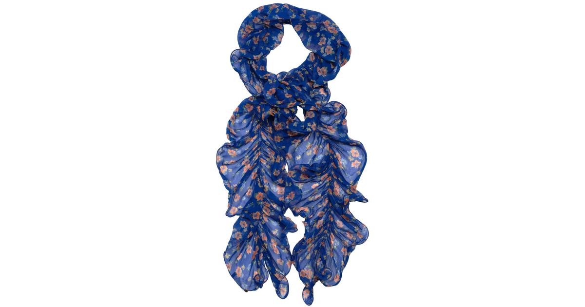 Ralph Lauren Resort Floral Ruffle Scarf in Blue | Lyst