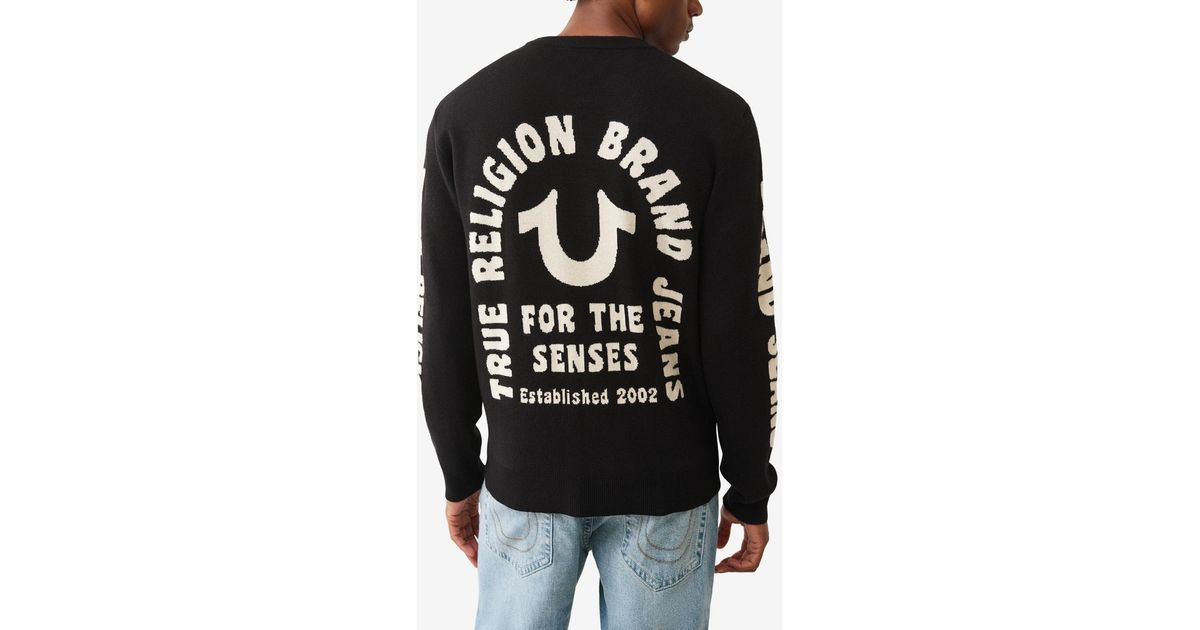 TRUE RELIGION Relaxed Logo Sweater in Black for Men | Lyst