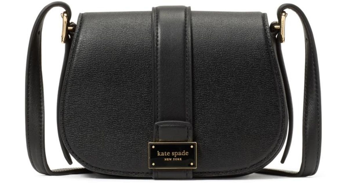 Kate Spade Nouveau Textured Mini Saddle Bag in Black | Lyst