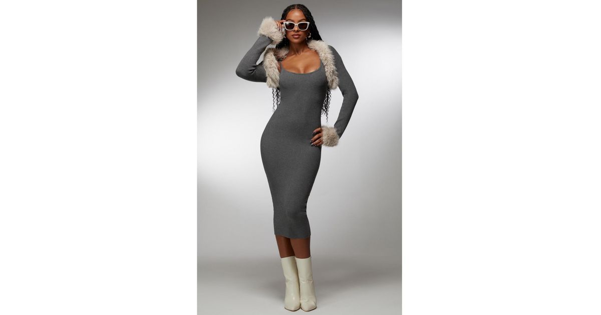 Bebe X Ciara Two Piece Sweater Dress in Gray | Lyst