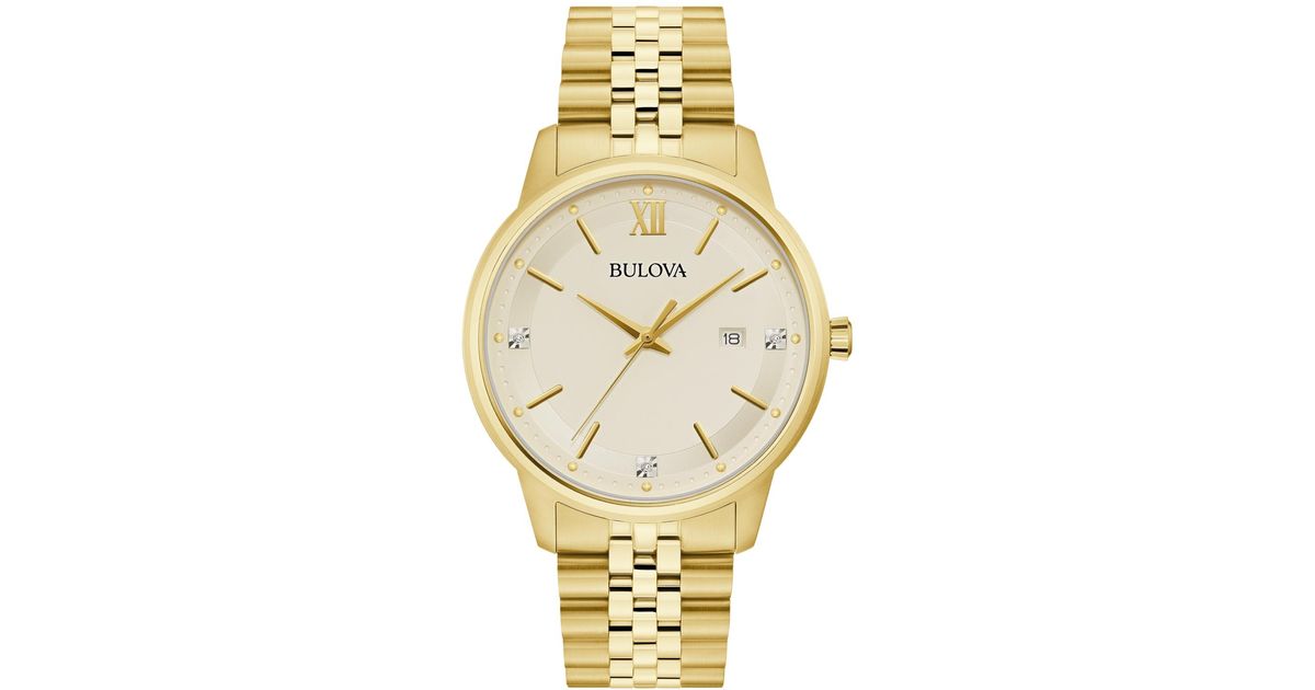 Bulova Classic Diamond Accent Stainless Steel Bracelet Watch 41mm in ...