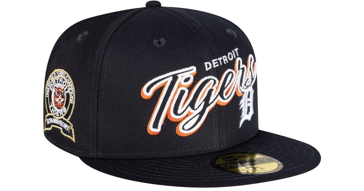 KTZ Detroit Tigers Script Sided 59fifty Fitted Hat in Black for Men | Lyst