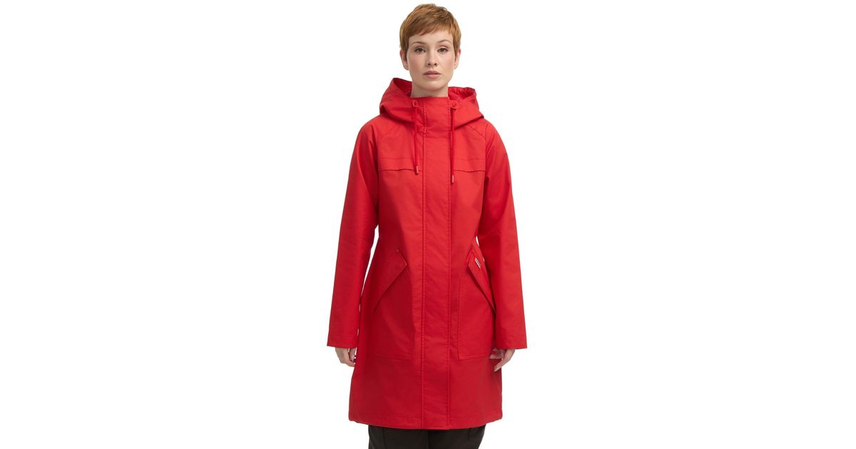 HUNTER Cotton High Low Rain Jacket in Red | Lyst