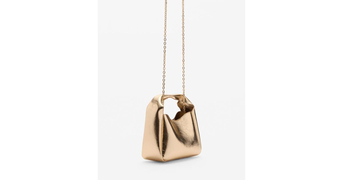 Mango Metallic Effect Handbag in Natural | Lyst
