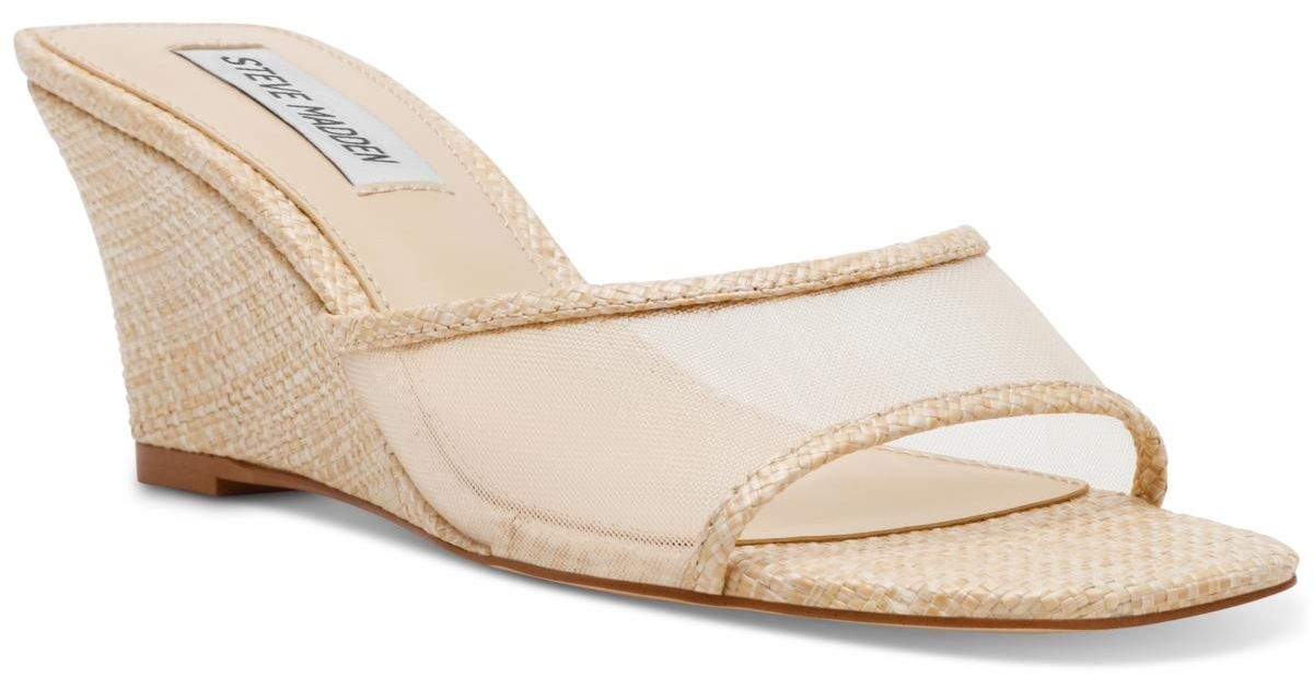 Steve Madden Seleste Wedge Mule Sandals in White | Lyst