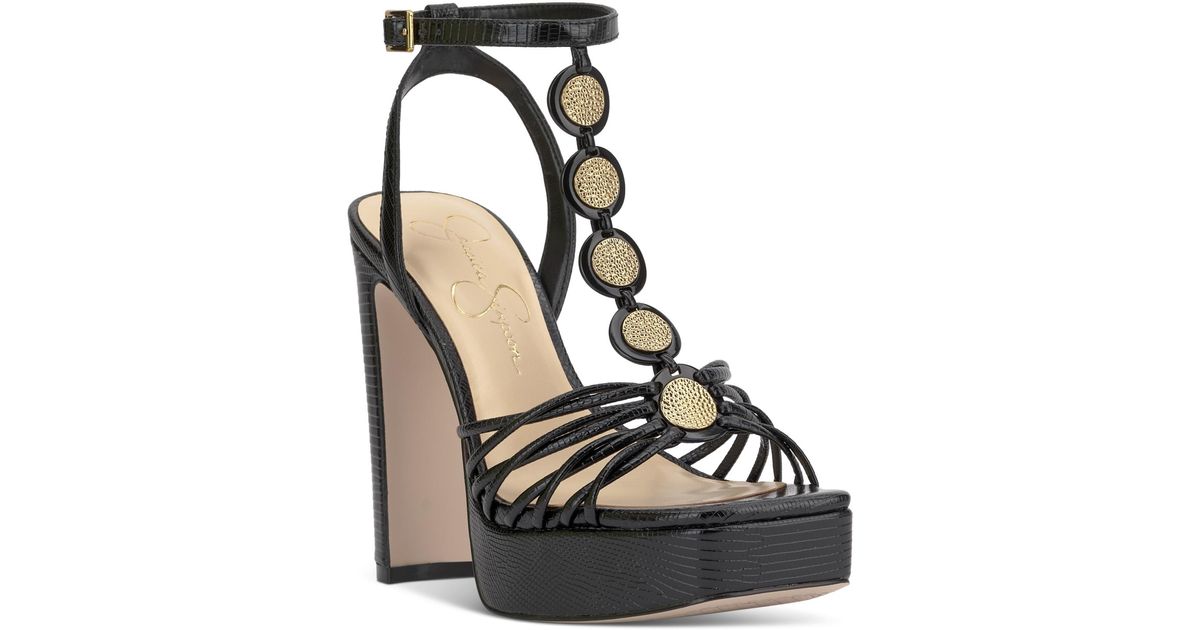 Jessica Simpson Colero Coin Strappy Platform Sandals in Black | Lyst
