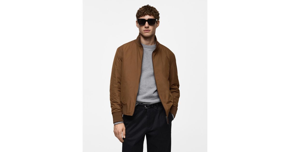 Mango Slim-fit Water-repellent Quilted Bomber Jacket in Brown for Men ...