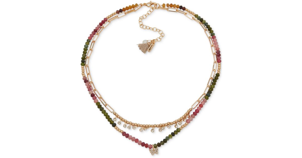 Lonna & Lilly Gold-tone Crystal Butterfly Beaded Layered Necklace in ...