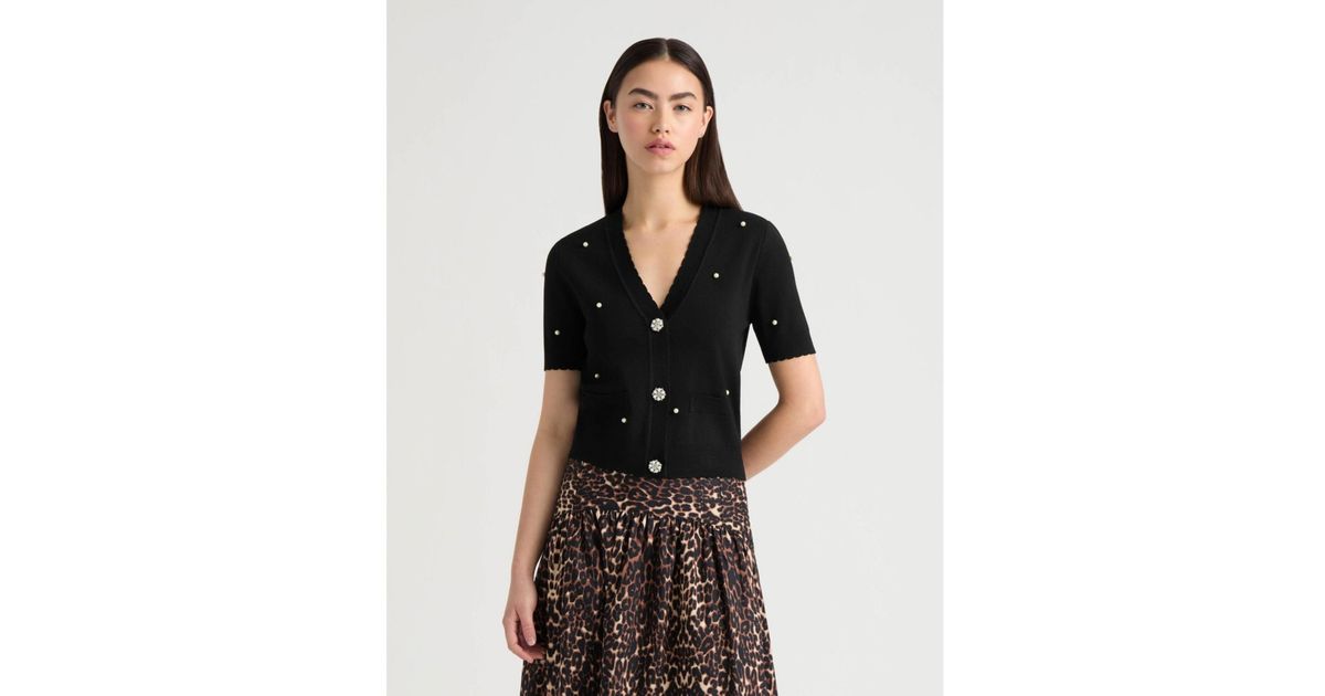NVLT Cardigan Sweater in Black | Lyst