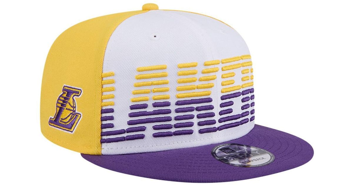 KTZ White/purple Los Angeles Lakers Throwback Gradient Tech Font 9fifty ...