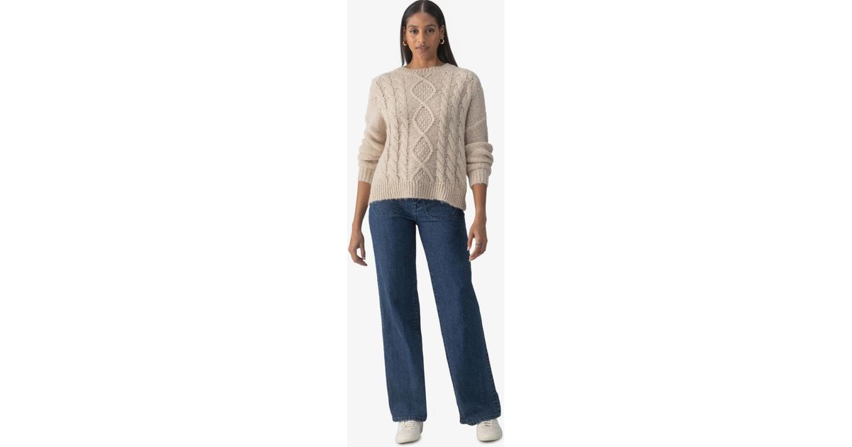 Sanctuary Cozy Cable-knit Back-slit Sweater in Natural | Lyst