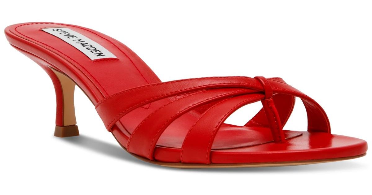 Steve Madden Cary Strappy Kitten-heel Mule Sandals in Red | Lyst