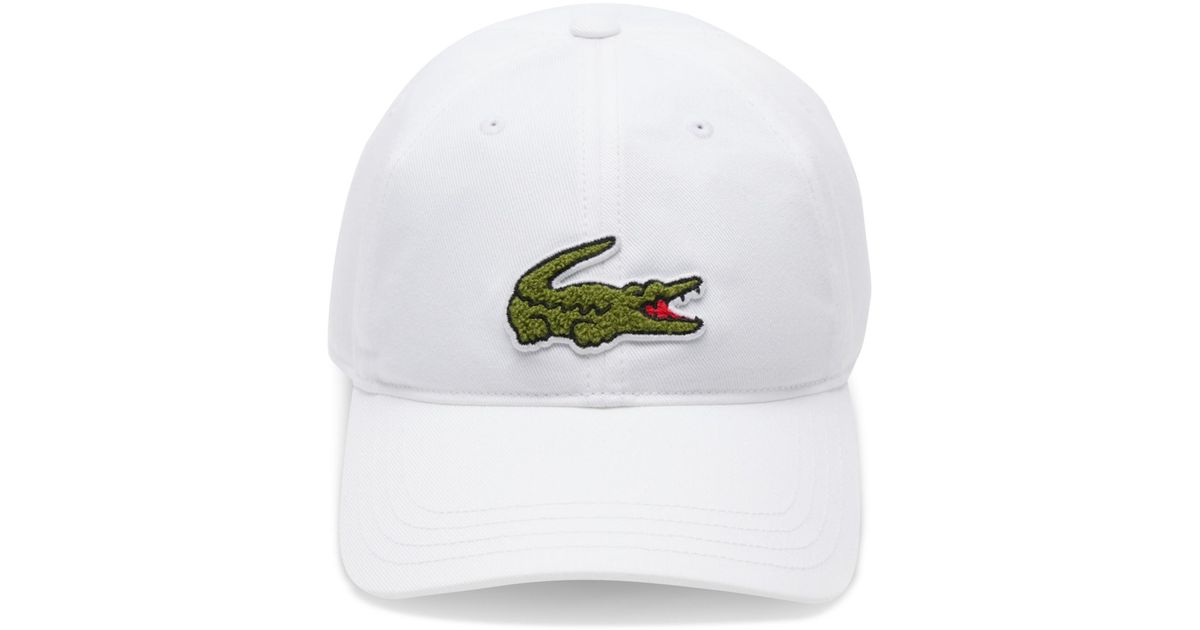 Lacoste Croc Logo Cap in White for Men | Lyst