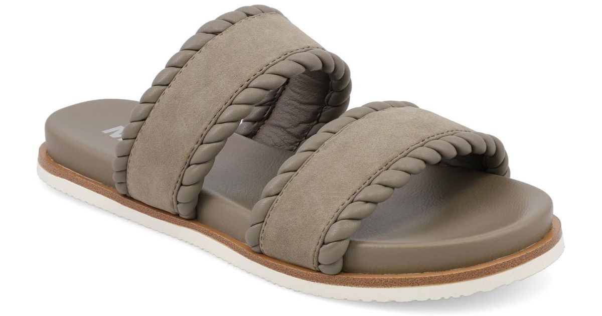 MIA Vada Slide Round Toe Sandals in Brown | Lyst