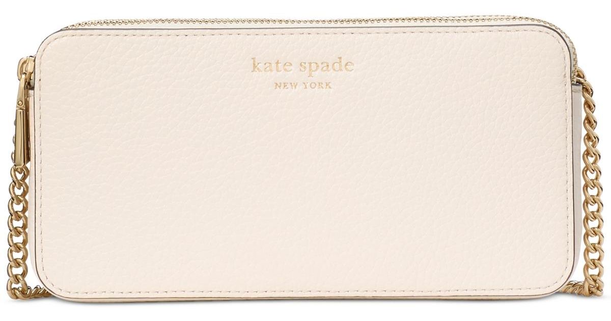Kate Spade Taylor Pebbled Leather Double Zip Crossbody in Natural | Lyst