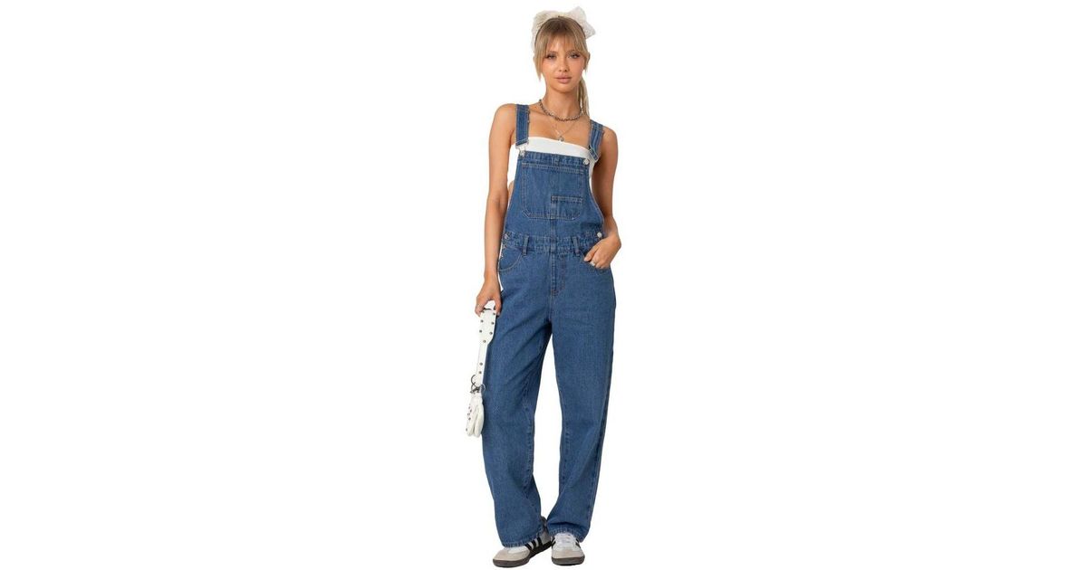 Edikted Rosemary Denim Overalls in Blue | Lyst