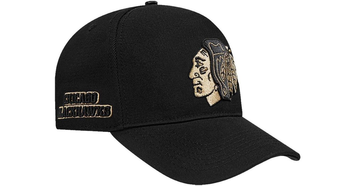 Pro Standard Chicago Hawks Metallic Logo Pinch Front Adjustable Hat in ...