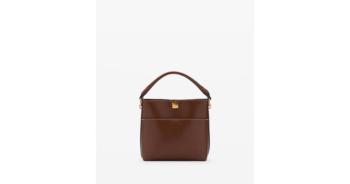 Mango Metal Detail Bucket Bag in Brown | Lyst