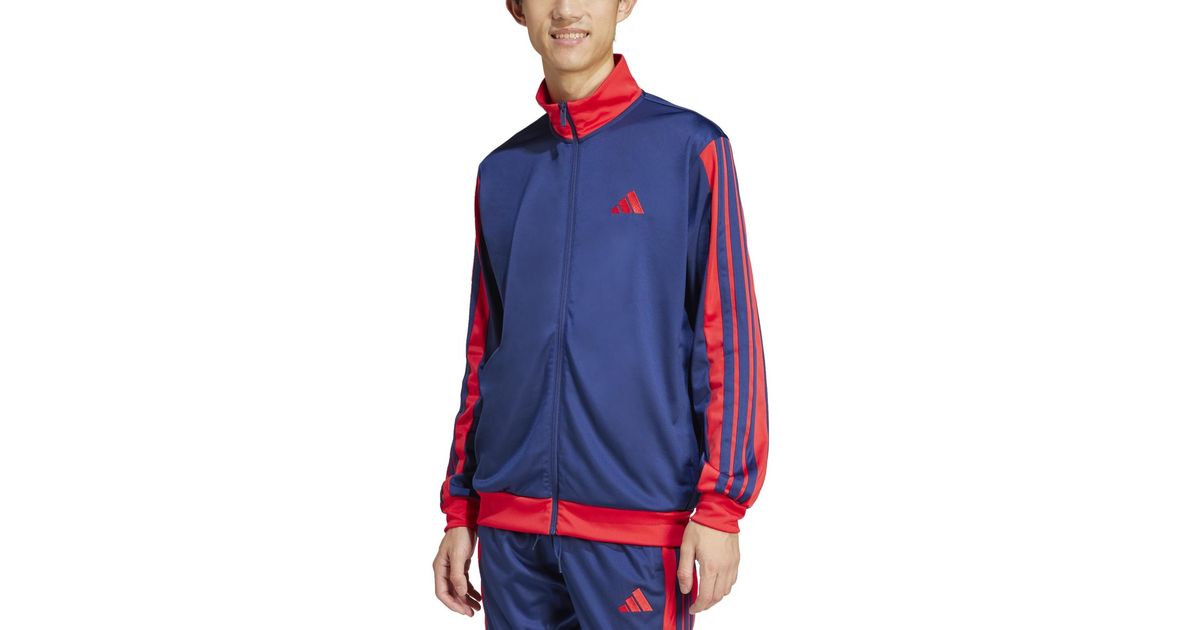adidas Regular-fit 3-stripes Colorblocked Tricot Track Jacket in Blue ...