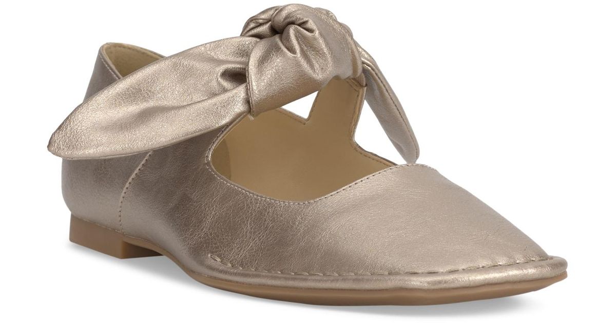 Jessica Simpson Lysute Bow Knot Strap Ballet Flats in Brown | Lyst