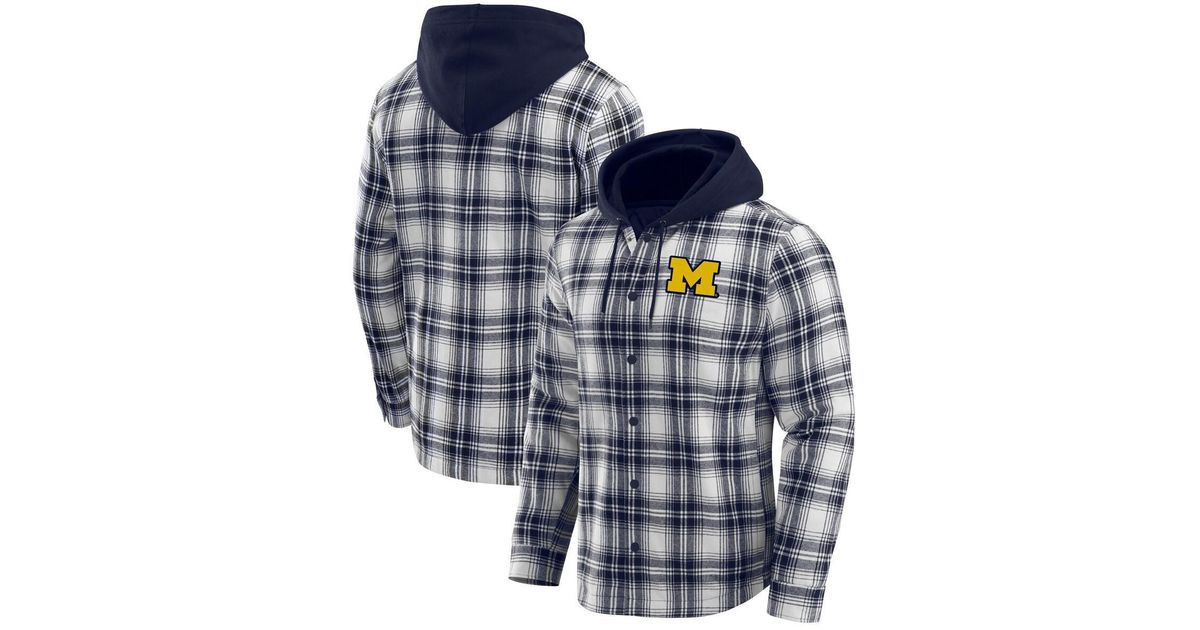 Fanatics Michigan Wolverines Plaid Flannel Quilted Full-snap Hooded ...