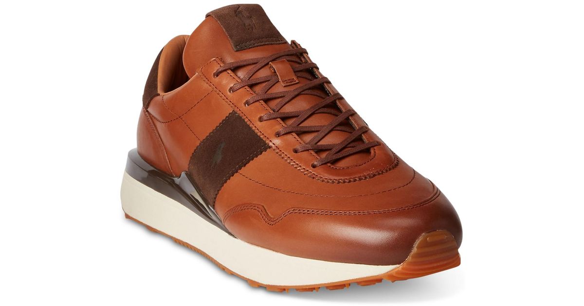 Polo Ralph Lauren Train 89 Lace-up Sneakers in Brown for Men | Lyst