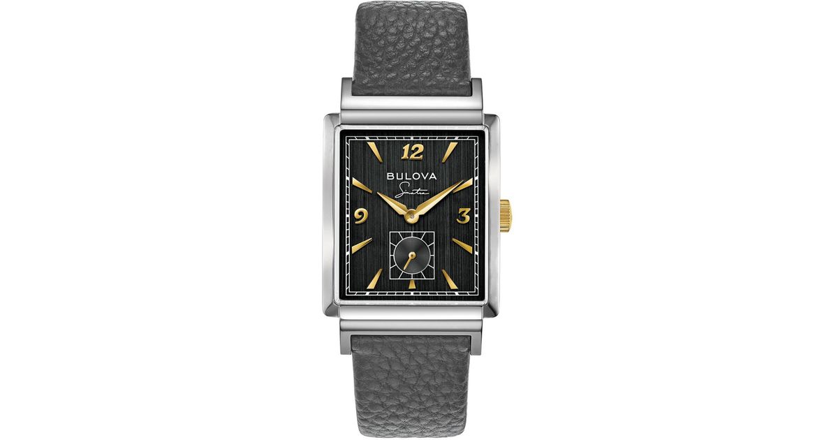 Bulova Frank Sinatra My Way Gray Leather Strap Watch in Black for Men ...