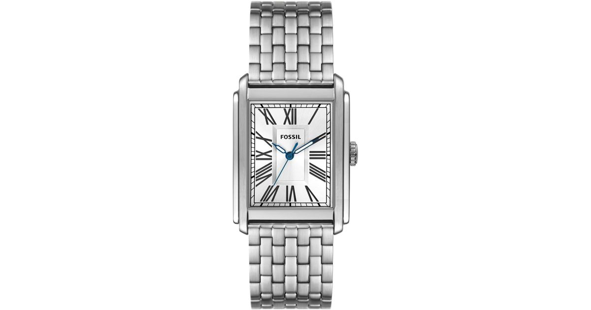 Fossil Carraway Three-hand Stainless Steel Watch in Gray for Men | Lyst