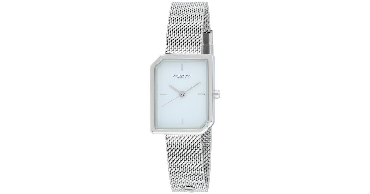London Fog Cavern Alloy Mesh Watch in White | Lyst