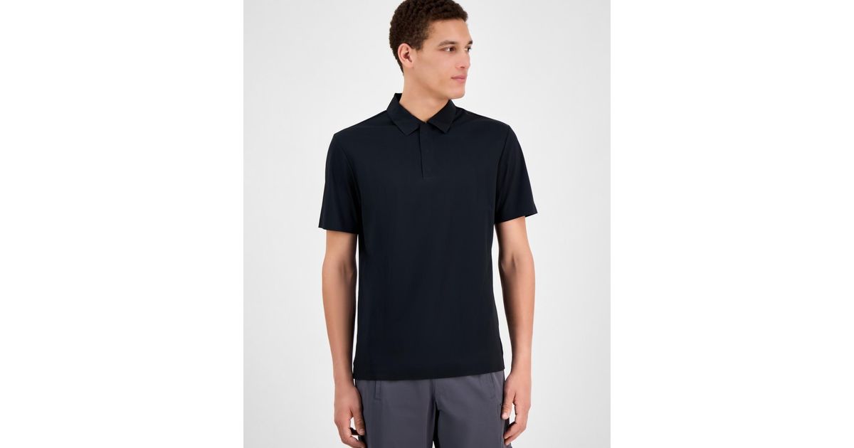 Alfani Laser Cut Short Sleeve Performance Polo Shirt in Blue for Men | Lyst